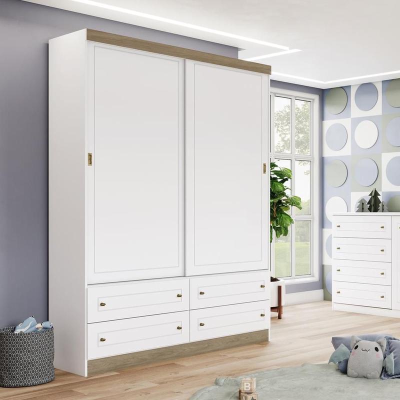 Guarda Roupa Infantil 2 Portas Deslizantes 4 Gavetas Mississipi ...