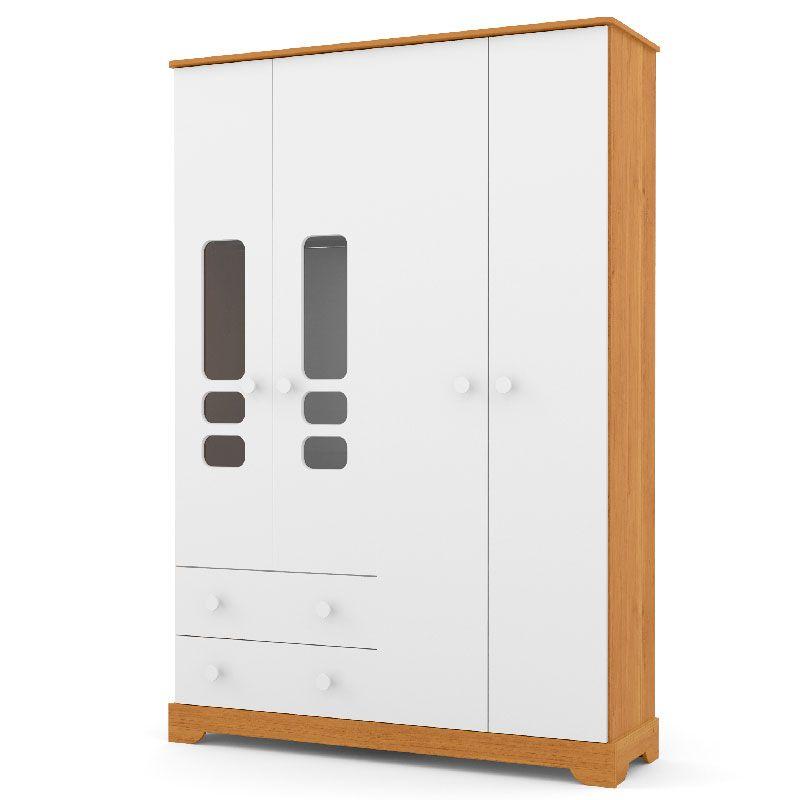 Guarda Roupa Infantil 4 Portas e 2 Gavetas Smart 100% MDF Cor Freijó ...