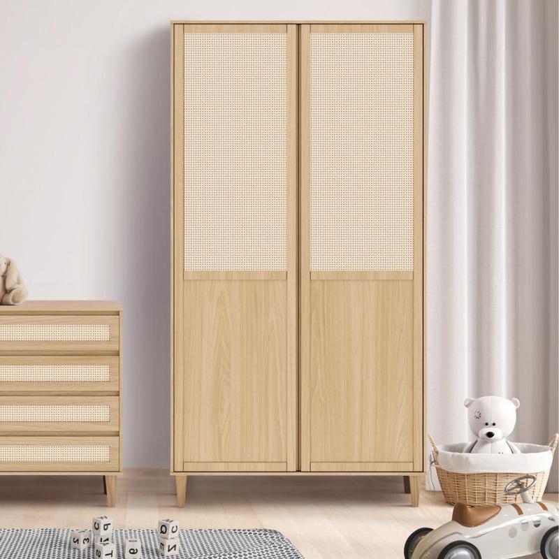 Guarda Roupa Infantil em MDF 2 Portas com Telinha na cor Natural Quater ...