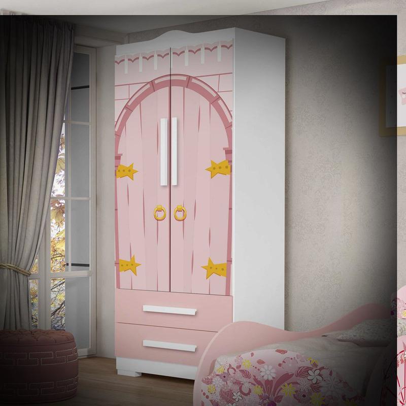 Guarda Roupa Infantil Menina 02 Portas Carruagem Valen Móveis - Rosa ...