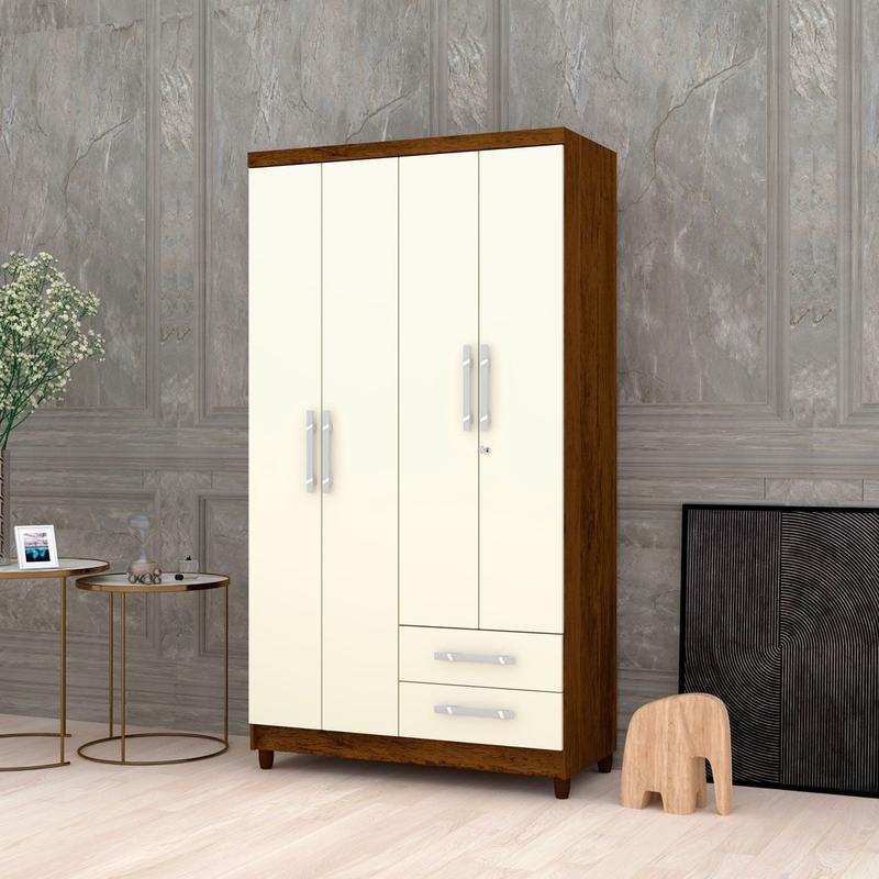 Guarda Roupa Line 4 Portas De Abrir 2 Gavetas Imbuia Champanhe Vila Rica - Guarda-Roupa ...