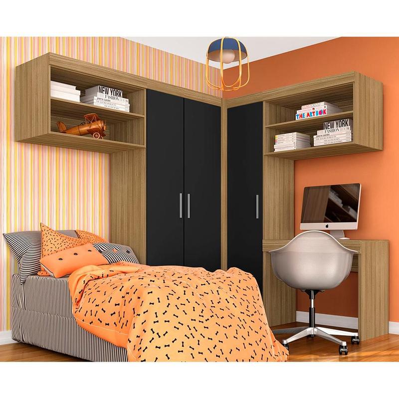 Guarda Roupa Modulado Com Escrivaninha Luzia Bor/pr - Móveis Arapongas ...