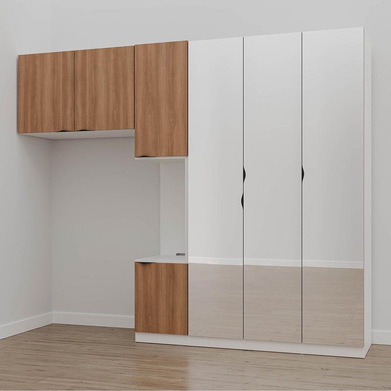 Guarda Roupa Modulado de Solteiro com Espelho e Mesa de Cabeceira ...