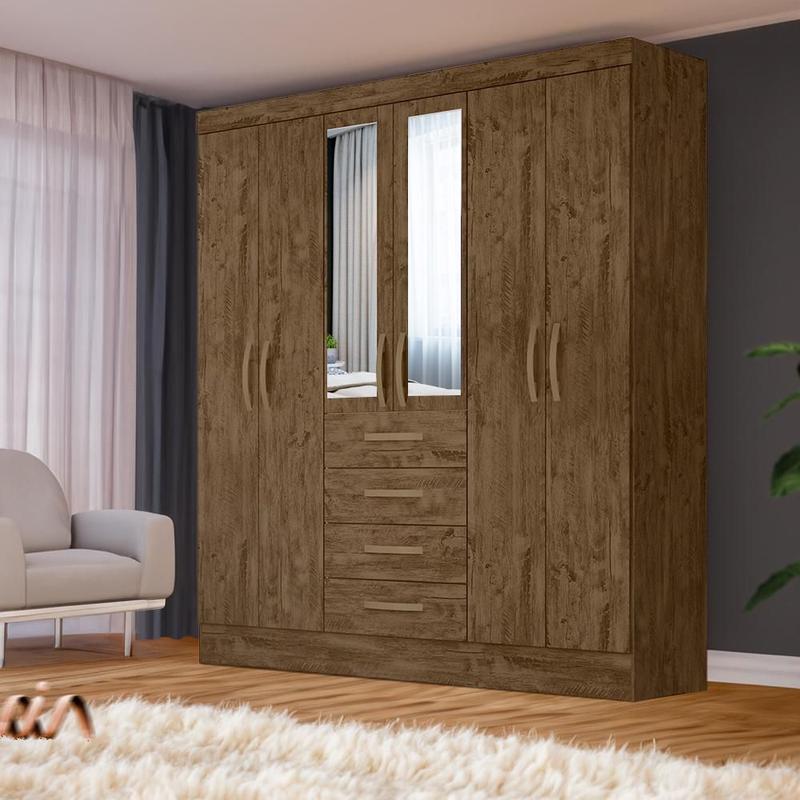 Guarda Roupa Pequeno 177cm Com Espelho Castanho Wood Achard Shop Jm ...