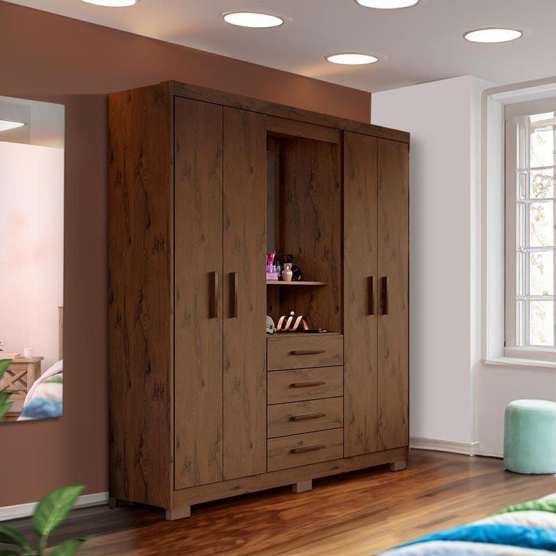 Guarda Roupa Pequeno 4 Portas 156cm Capuccino - SHOP JM - Guarda-Roupa ...