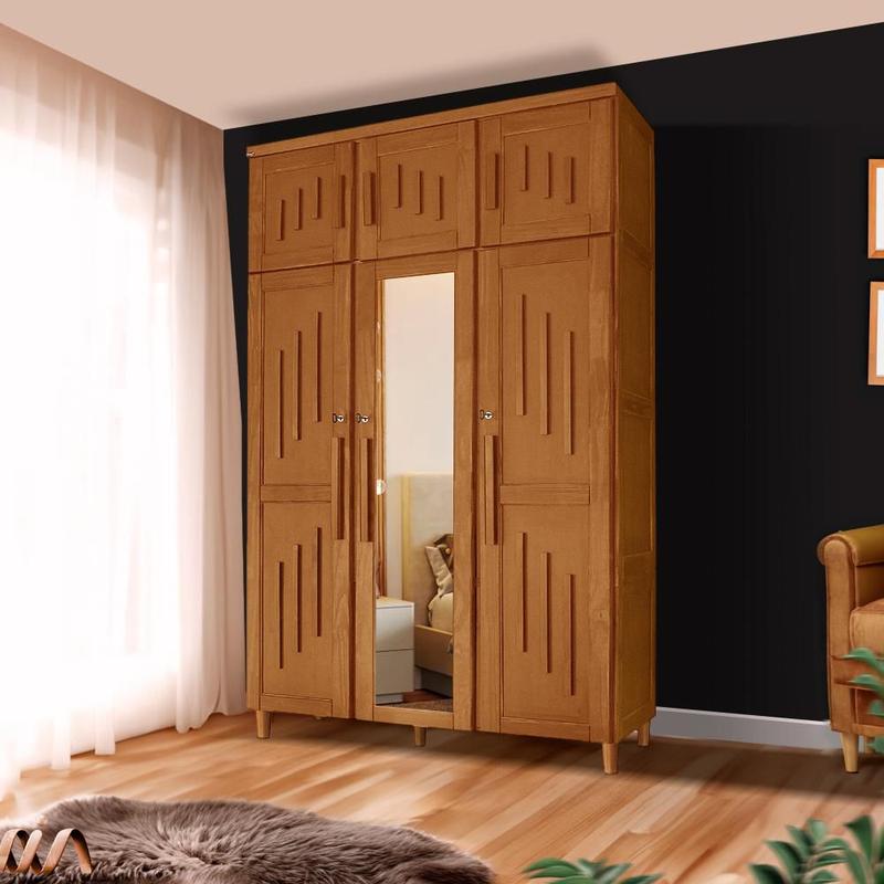 Guarda Roupa Pequeno Rústico Em Madeira Maciça Com Espelho Imbuia ...