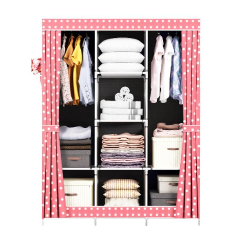 Guarda Roupa Portátil Dobrável Pratico Cortina Rosa - Blend Shoop ...