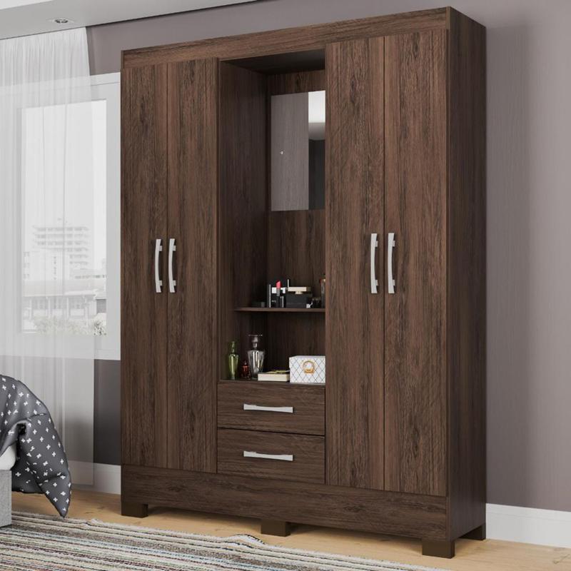 Guarda Roupa Roupeiro 4 portas 2 gavetas e Penteadeira com Espelho ...