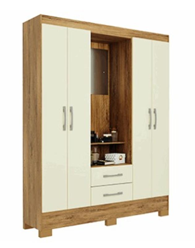 Guarda Roupa Roupeiro 4 portas 2 gavetas e Penteadeira com Espelho ...