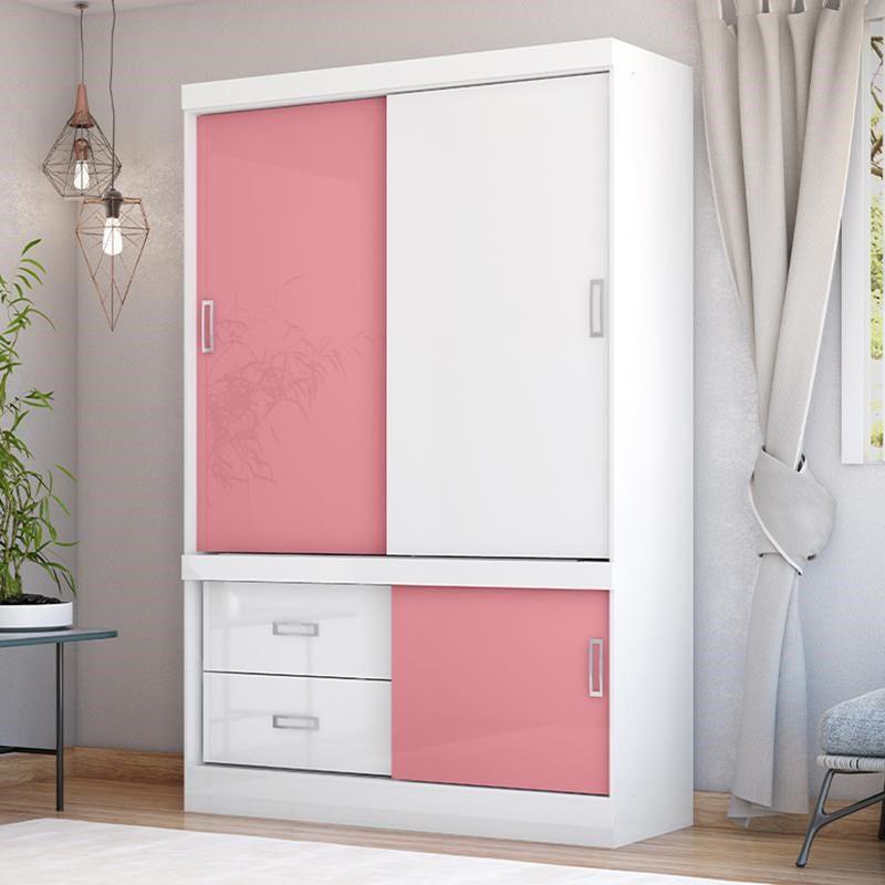 Guarda Roupa Solteiro 3 Portas e 2 Gavetas Estilo II Flex Branco/Rosa ...