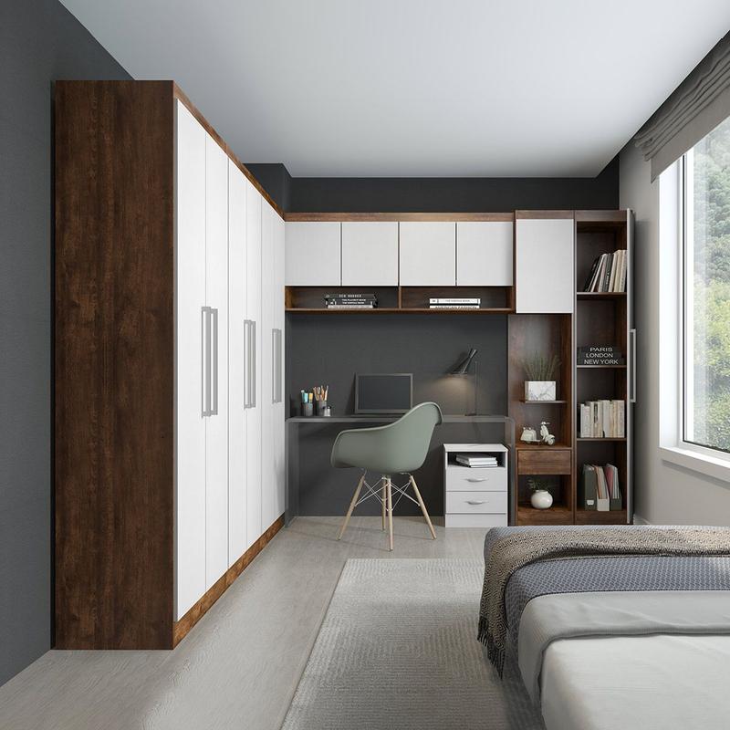 Guarda-Roupa Solteiro Completo 7 Peças MDP Castanho MENU - Menu Móveis ...