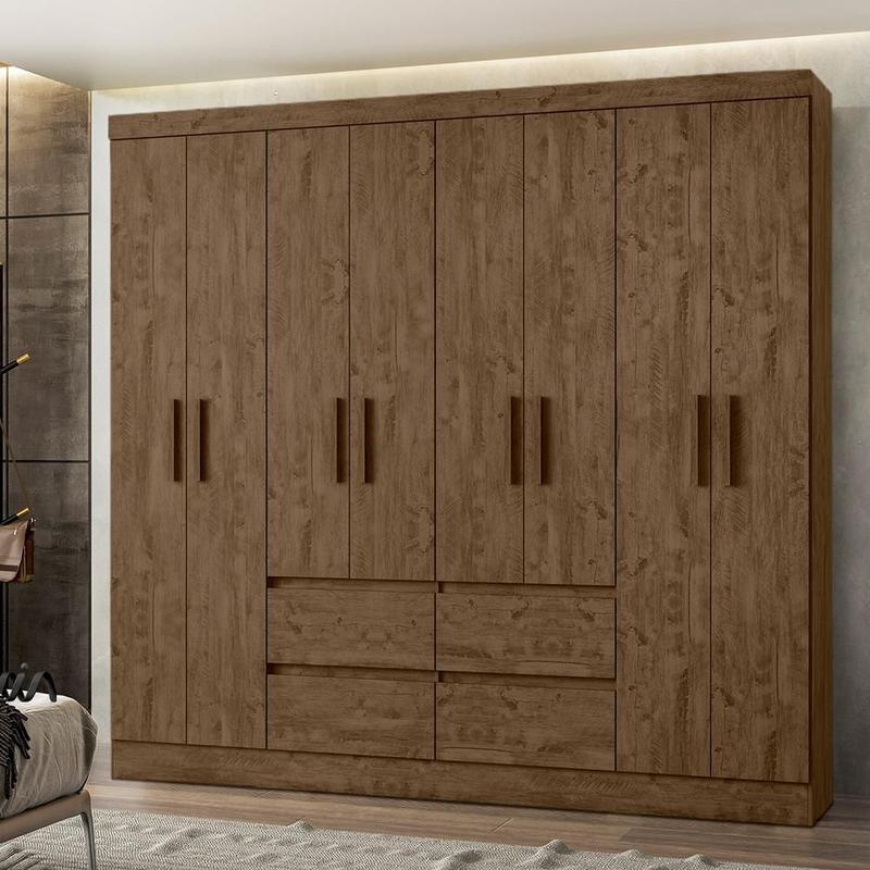 Guarda Roupa Solteiro Grande 8 Portas 216m Castanho Temur Shop Jm ...