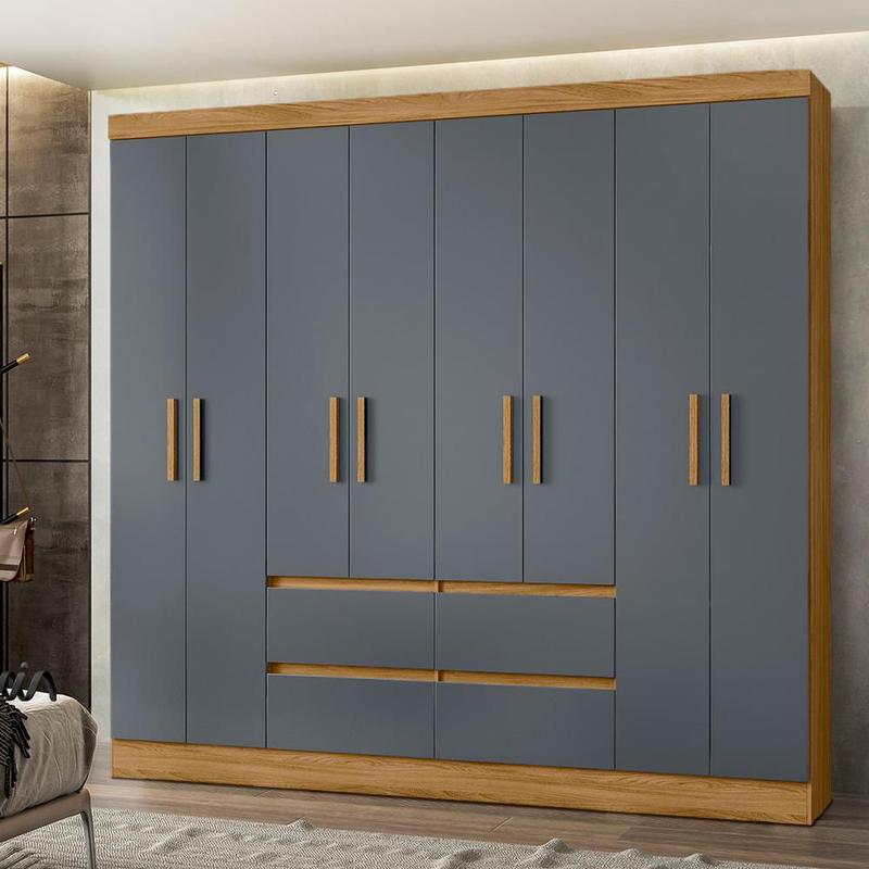 Guarda Roupa Solteiro Grande 8 Portas 216m Freijó Cinza Temur Shop Jm ...