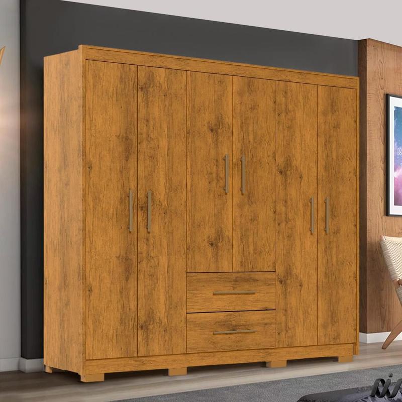 Guarda Roupa Solteiro Pequeno 6 Portas 2 Gavetas Madeirado Asmund Shop ...