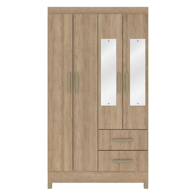 Guarda-Roupa Solteiro Veneza 4 Portas com Pés e Espelho Mel - Fellicci ...