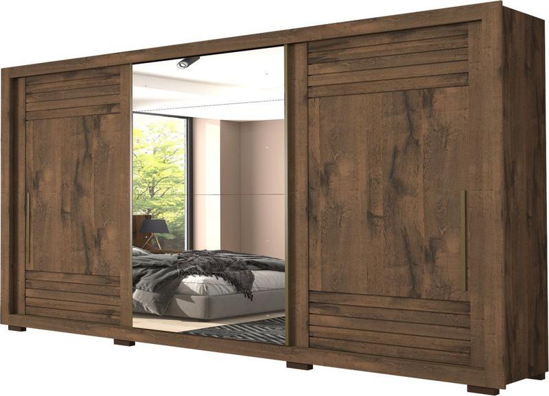 Guarda roupa vitória 3 portas (com espelho) + kit pé ret menor panan ...