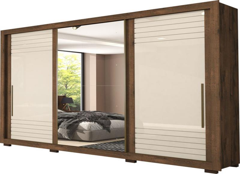 Guarda roupa vitória 3 portas (com espelho) + kit pé ret menor panan ...