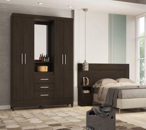 Guarda Roupo Solteiro Com Espelho 4 Portas E 3 Gavetas - Turim ...