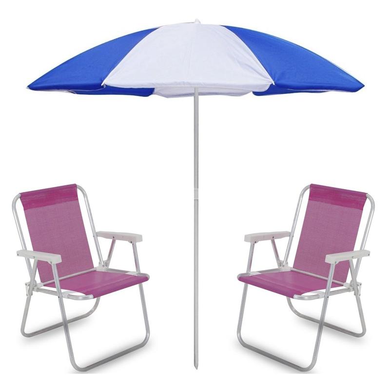 Guarda Sol de Praia Grande Piscina Camping Pesca Alumínio 1,80 Metros ...