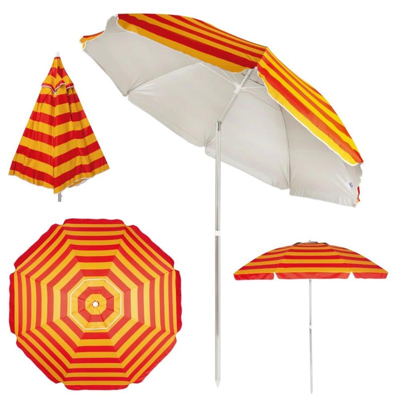 Guarda Sol Praia Piscina 2,40 M Laranja Listrado Articulado Mor e Lazer ...