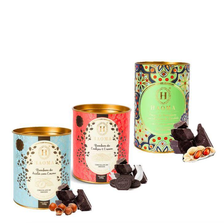 Haoma Bombom Chocolate Belga Paçoca/Cookies/Avelã 3 Latas - Bombom ...