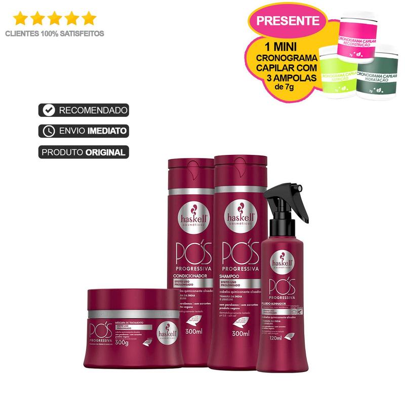 Haskell Pós Progressiva Kit Completo 300ml C/4 Produtos (Ganhe 1 Mini Cronograma) - Pós ...