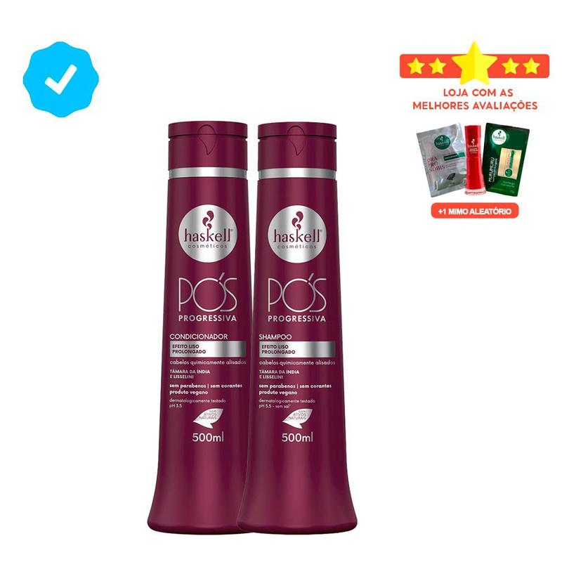 Haskell Pós Progressiva Tratamento Pós Química Shampoo + Condicionador 500ml - Kit Shampoo e ...