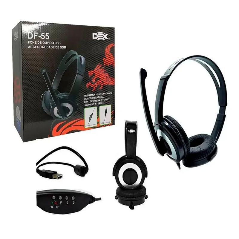 Headset Fone De Ouvido Gamer Usb 2.0 Df-55 Com Controle Dex DF-55 ...