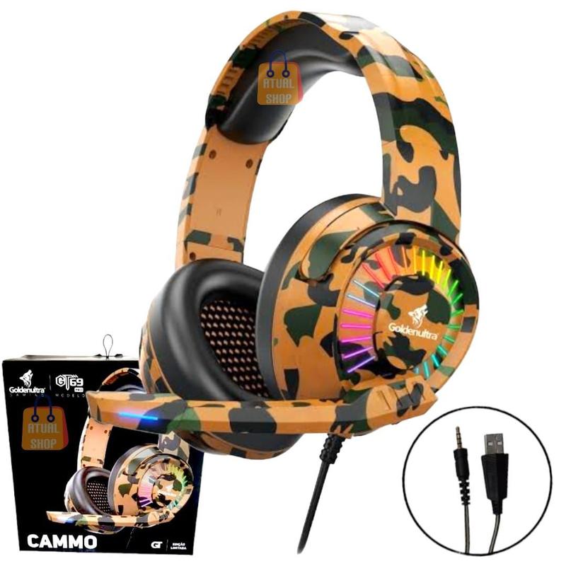 Headset Fone Gamer de ouvido PC Com Microfone para jogos - GOLDENULTRA ...