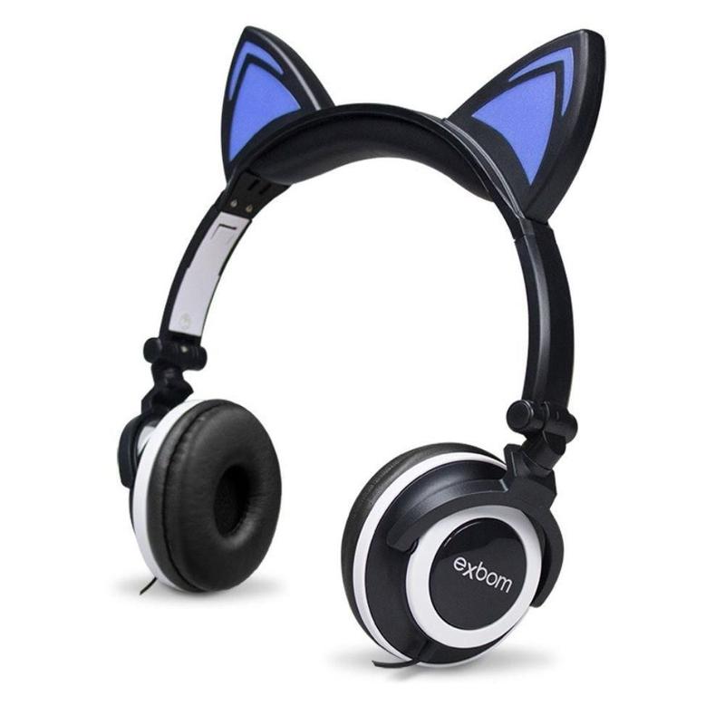 Headset Fone Orelha De Gato Led Cosplay Dobrável Gatinho - EXBOM ...