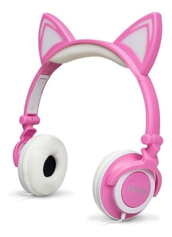 Headset Fone Orelha De Gato Led Cosplay Dobrável Gatinho - EXBOM ...