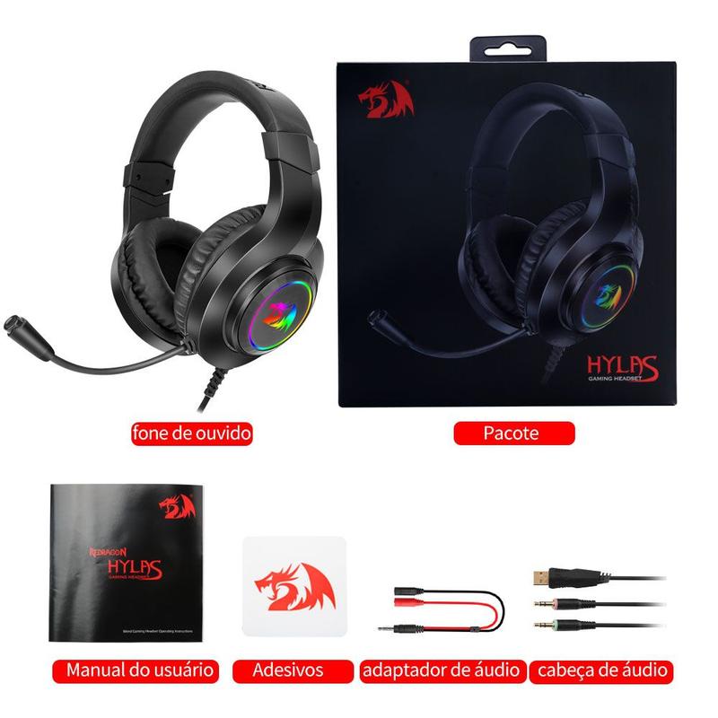 Headset hylas redragon h260rgb preto - Headset com Fio - Magazine Luiza