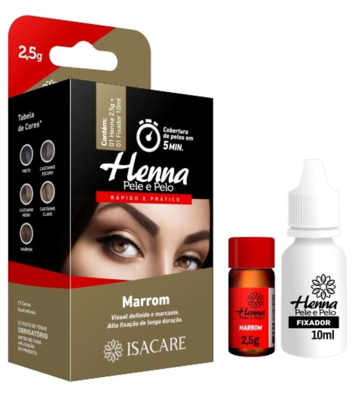 Henna Pele E Pelo Isacare Marrom 2,5g 5 Minutos - Tinta e Henna para ...