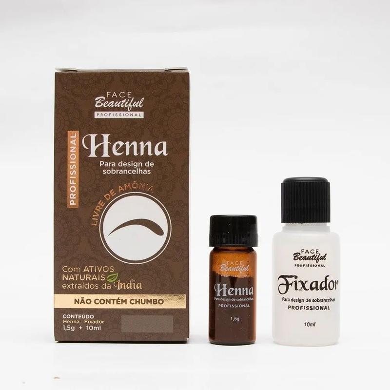 Henna Sobrancelha Profissional design Face Beautiful 1,5g +10ml fixador ...