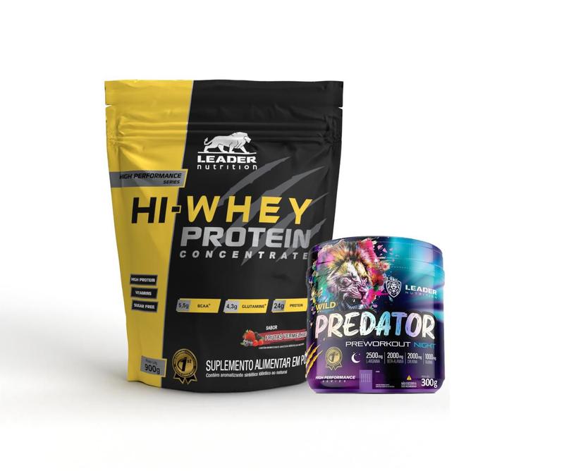 Hi-Whey Protein Concentrado 900g + Pré-Treino Wild Predator 300g ...