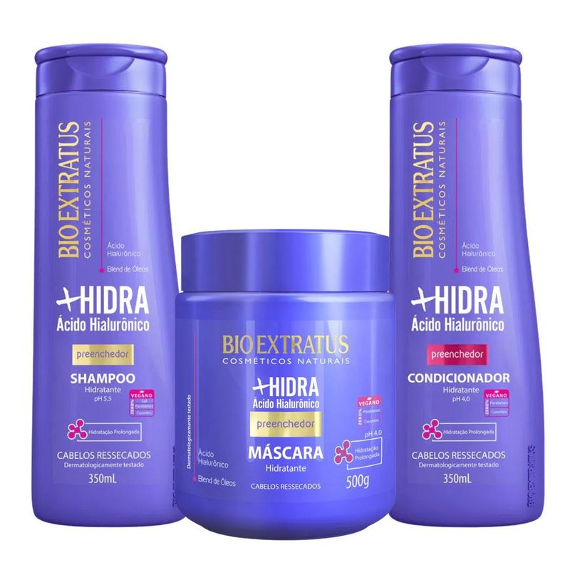 +Hidra Bio Extratus Preenchedor Shampoo Condic e Másc 500g - Kit de ...