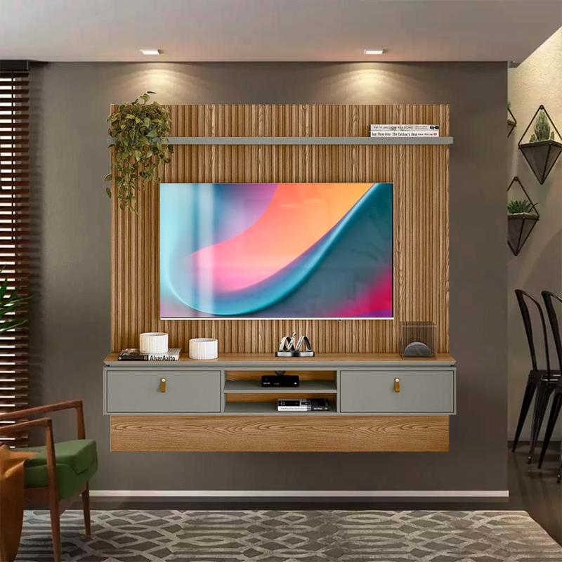 Home Ripado Suspenso TV 75 Polegadas Amêndoa Titânio ShopJm - Shop JM - Painel para TV ...