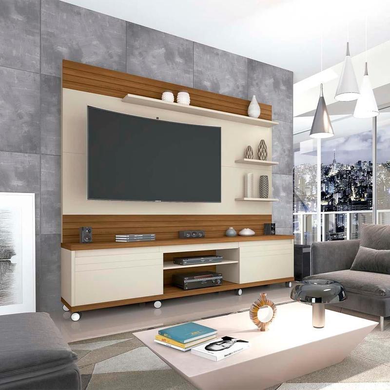 Home Theater Cedro para TV até 70 Polegadas - Off White com Freijó - Germai - Germai Móveis ...