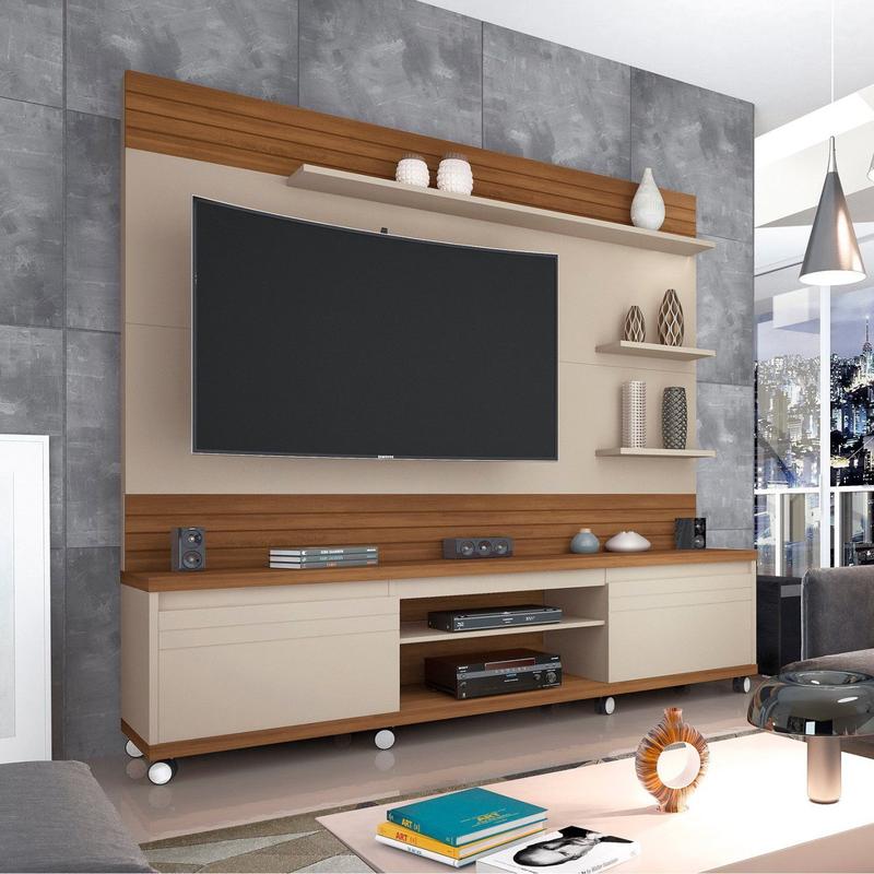 Home Theater Para TV até 70 Polegadas 2 Portas 2 Nichos Cedro Giga ...