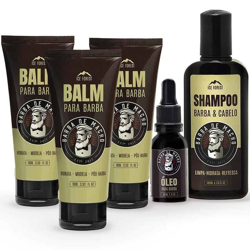 Homem De Respeito Kit Barba Shampoo+Oléo+Balm Barba De Macho ...