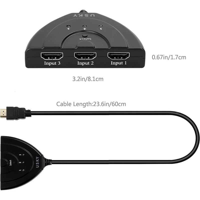 Hub Hdmi Switch 3x1 Adaptador Cabo 3 Entradas E 1 Saída NF - Hub ...