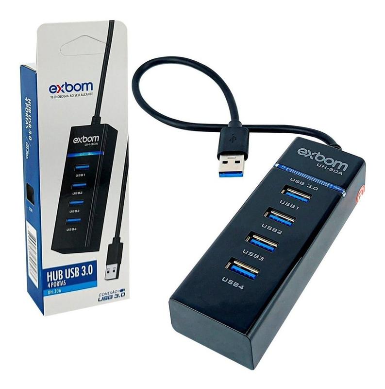 Hub Usb 3.0 5gbps 4 Portas Com Led Indicador Pc Notebook - Exbom - Hub ...