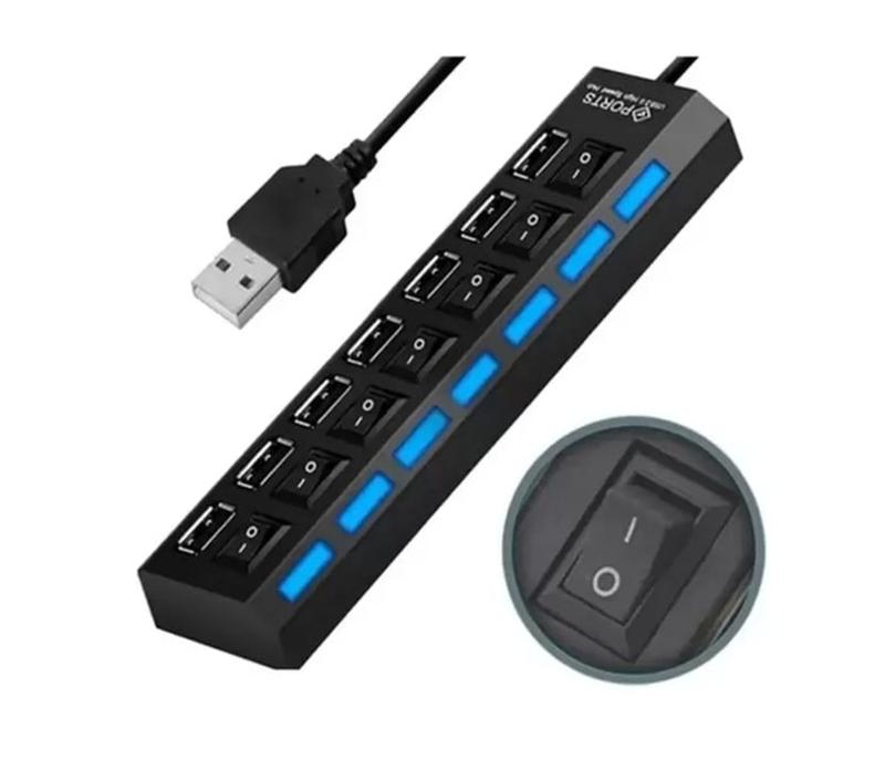 Hub Usb Extensão Usb 2.0 - 7 Portas Pc Hd Externo Pendrive Gamer Kapbom ...
