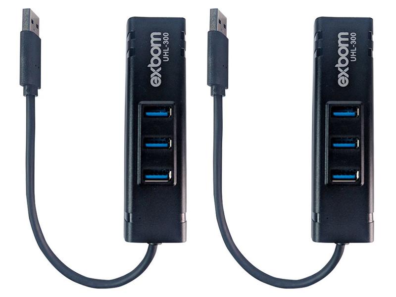 Hub USB Extensor com 3 Portas Versão 3.0 + Entrada Cabo de Rede RJ45 2 ...