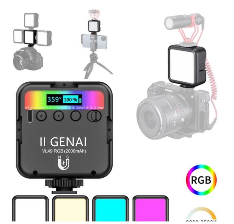 Iluminador Led Para Fotografia Câmeras Profissionais Luz Genai Vl49 Rgb ...