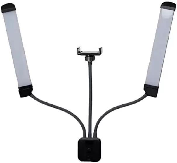 Iluminador Ring Light Braço Dublo Articulado Suporte e Tripé ...