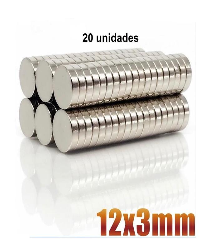 Imã Neodímio Disco Super Forte Trava Tudo N35 12x3 Ima 20 Pc - QVS ...