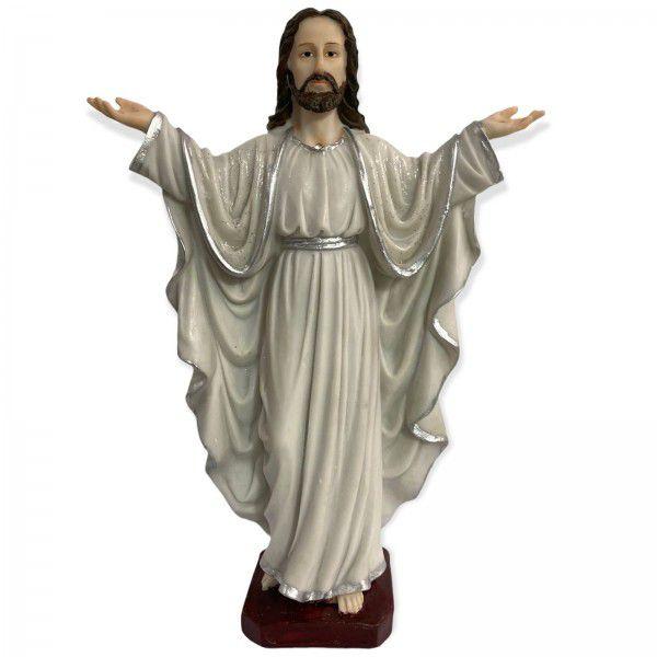 Imagem Jesus Oxalá Prata Palmas para Cima 30 cm em Resina - Lua Mistica ...