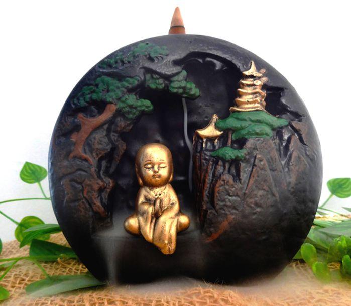 Incensário Cascata Vale Meditação Monge + Incenso Cone - MP Símbolos ...