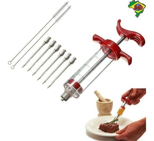 Injetor De Temperos Seringa 6 Agulhas Inox Carne Aves Frango ...